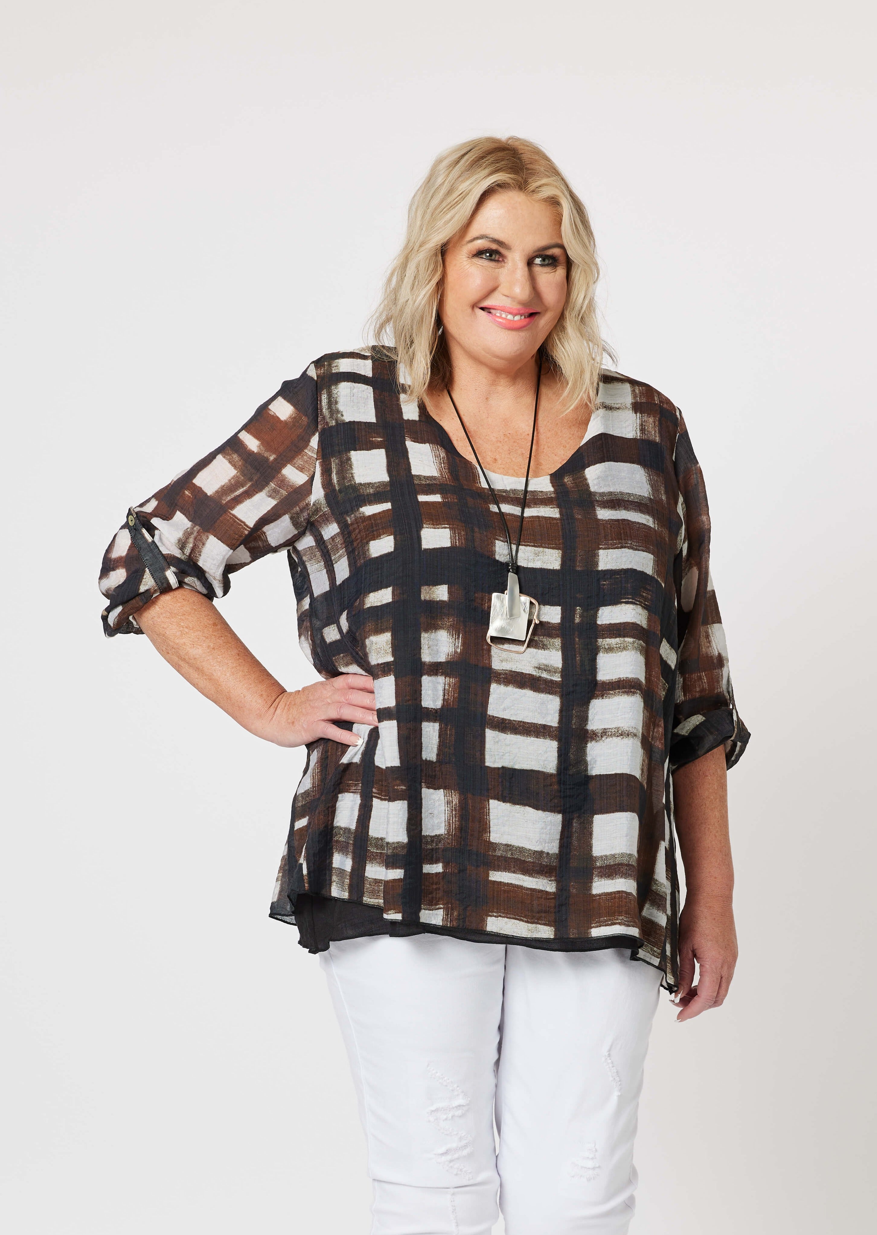 Zena Check Layered Tunic Size 16 – The Wardrobe