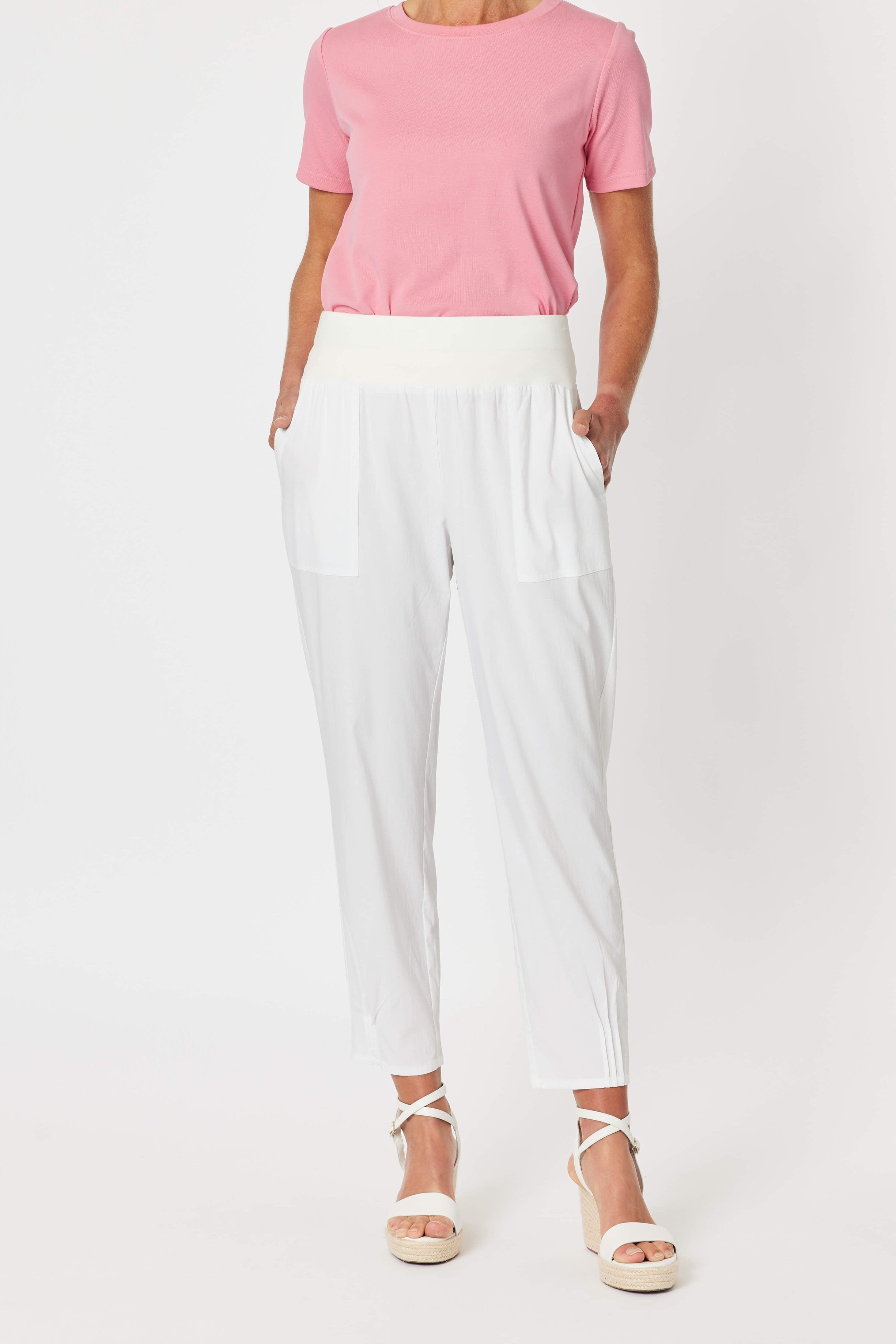 Sarah Ribbed Waist Linen Pant - White – The Wardrobe
